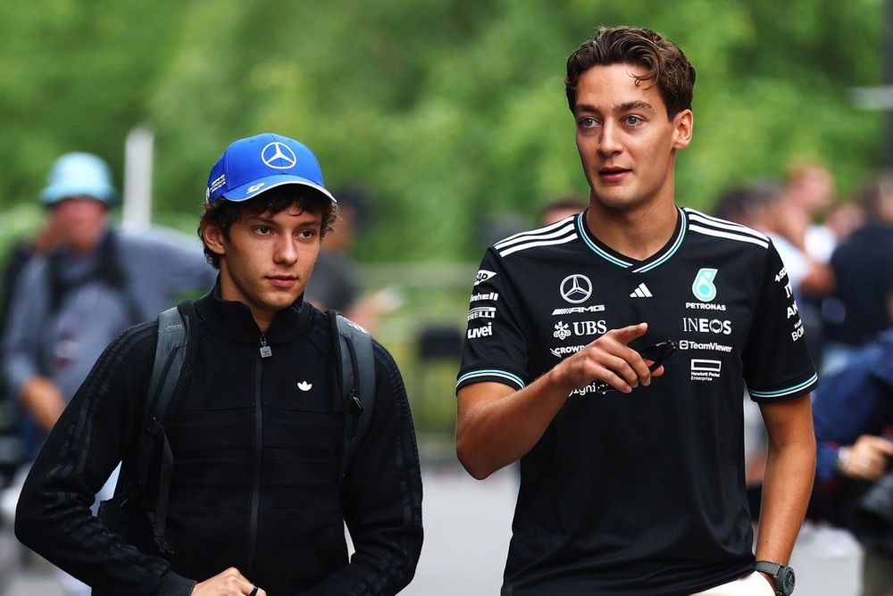 Russell claims Antonelli was at risk for F1 2026, not him, amid Verstappen rumours