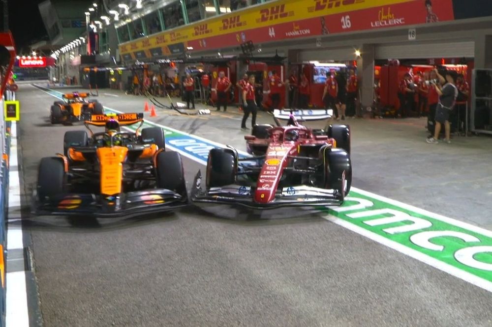 Ferrari Didenda akibat Leclerc Tabrak Norris di Pitlane