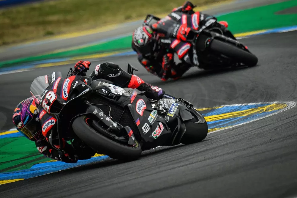 Aprilia team-mates Marco Bezzecchi and Jorge Martin couldn’t be any ...